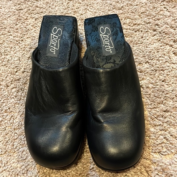 Sporto | Shoes | Sporto Black Leather Clogs Sz 85 M | Poshmark